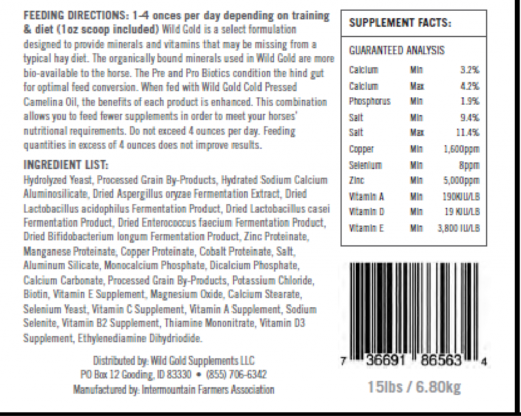 Wild Gold Performance Equine Mineral and Vitamin Formulation – 5 lbs ...